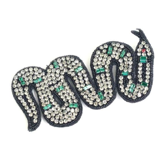 Gucci | Jewelry | Gucci Brooch Snake Rhinestonebeads Blacksilvergreen ...